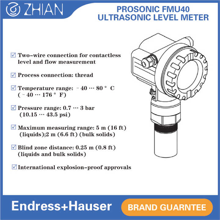 Ultrasonic Level Transmitter Endress+Hauser Ultrasonic Level Sensor E+H FMU40 Ultraschall ...