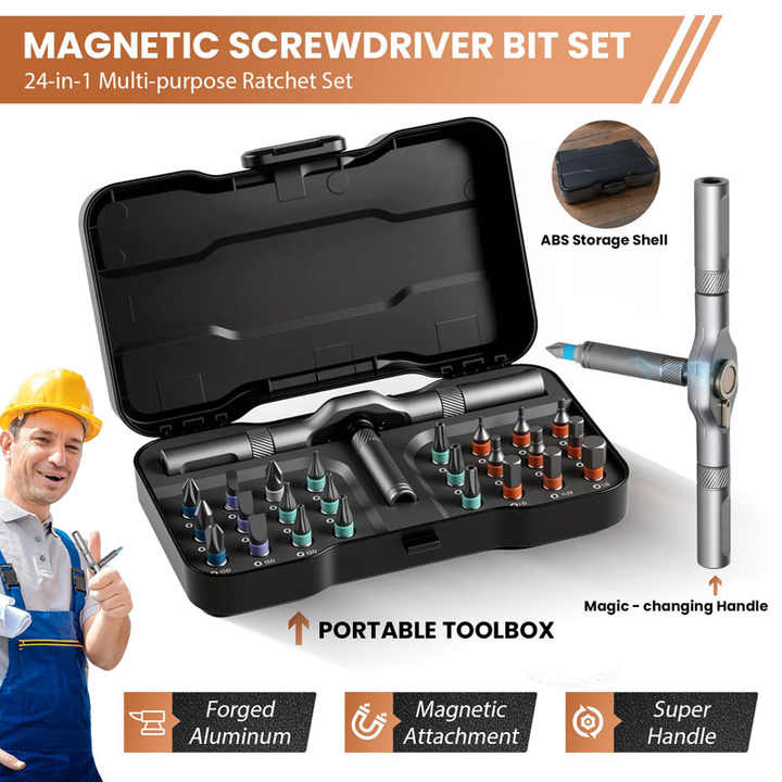 Rs1 24 1 Multifunctional Magnetic Screwdriver Set Detachable T-Shaped ...
