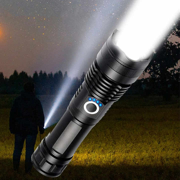 High Power XHP100 LED Flashlight - Rechargeable & Versatile