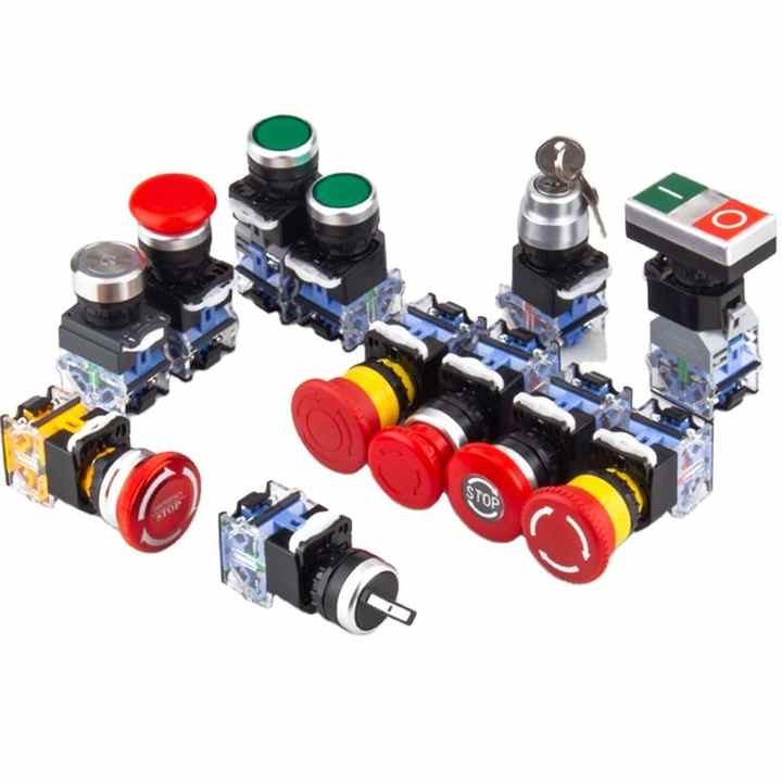 LA38 Series 22mm White Head Push Button Switch 1NO1NC Start Stop ...