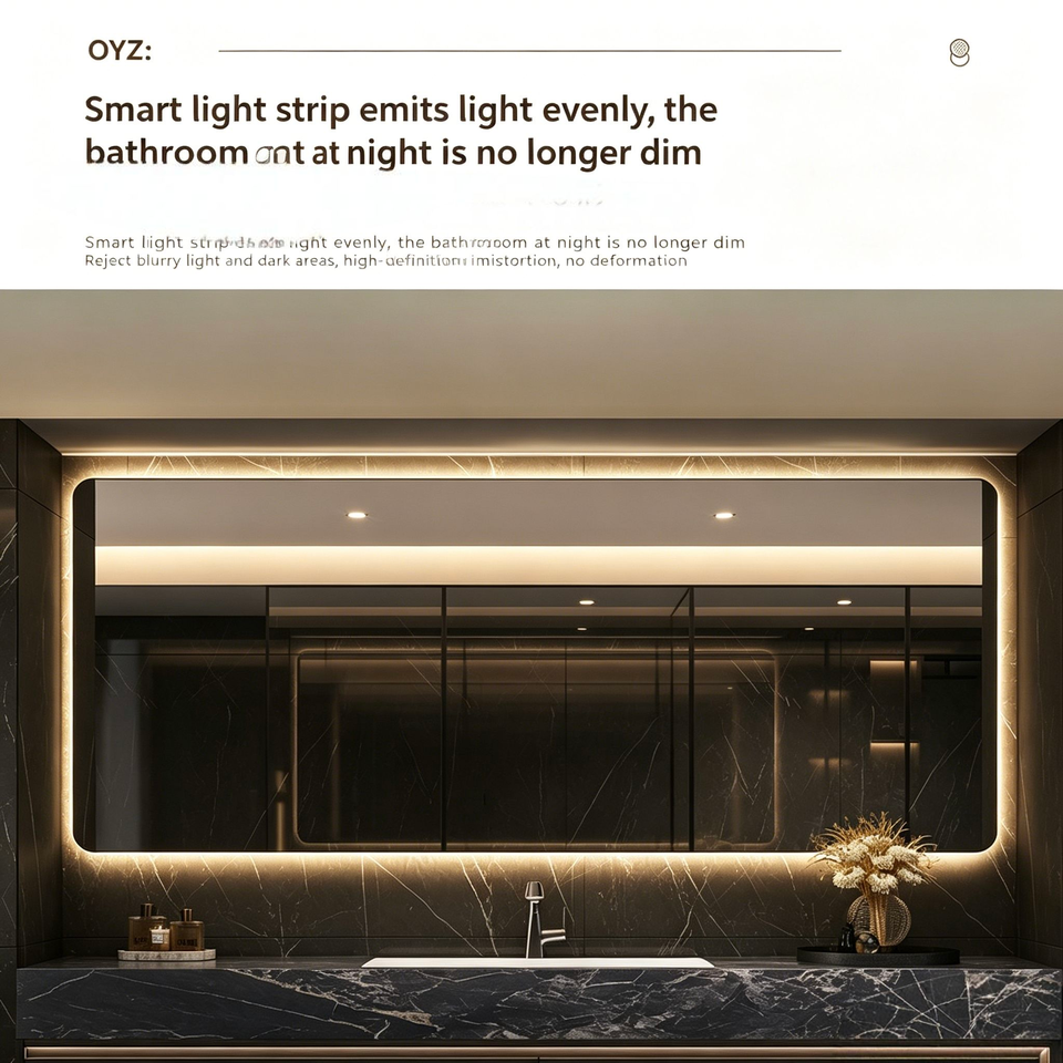 Modern Light Luxury Wood Bathroom Vanity Smart Mirror Wall Mounted ...
