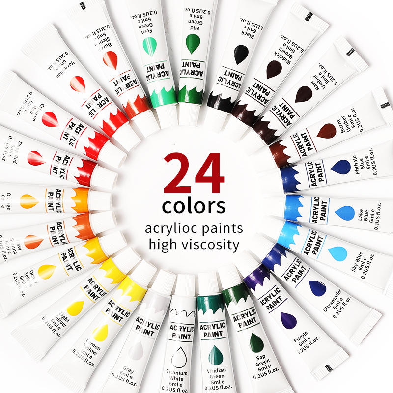 Acrylic Paint Set 12ml Tubes for Art Painting Canvas Paper Glass-24 ...