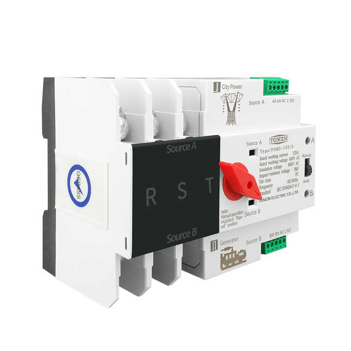 3P 3 Phase Din Rail ATS Dual Power Automatic Transfer Switch Electrical Selector Switches ...