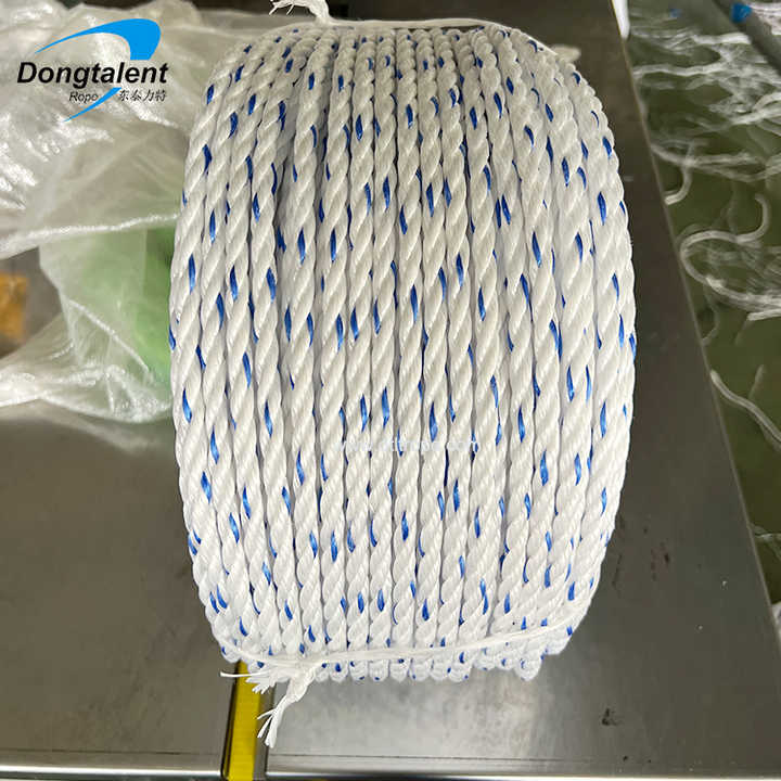 Durable 3 Strands Twisted PP Danline Marine Rope With Fish Net Rope Polypropylene PP Mooring ...