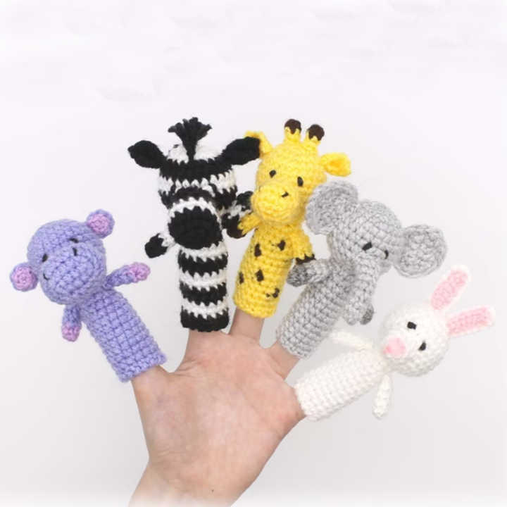 Assorted Animal Style Cartoon Finger Puppets Custom Handmade Knitted ...