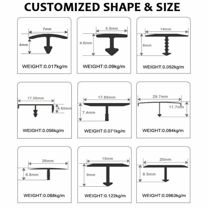 Modern T-Shaped Metal Tile Edge Trim for Bathroom & Custom OEM