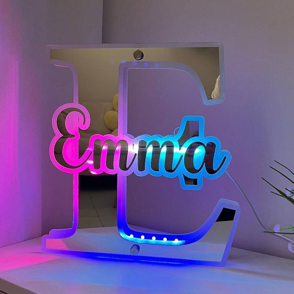 Custom Multicolored Mirror Letter Lights, Personalized Name LED Sign ...
