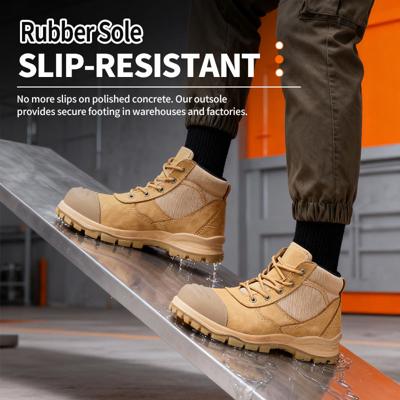 Industrial Grade High Top Steel Toe Genuine Leather Safety Work Boots ...
