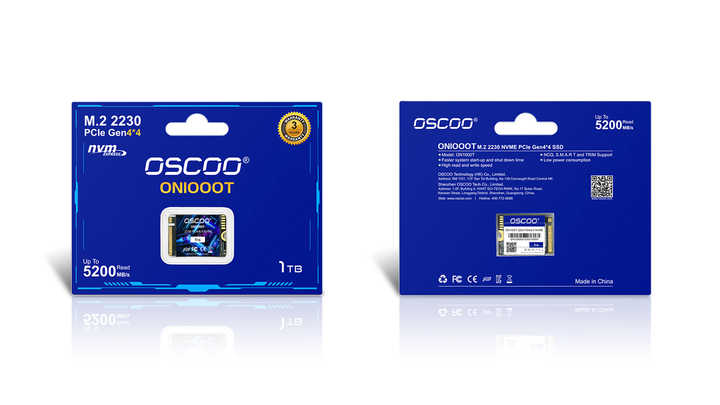 For OSCOO ON1000T 2230 SSD NVMe PCle Gen4.0x4 High Speed 5200MB/s ...