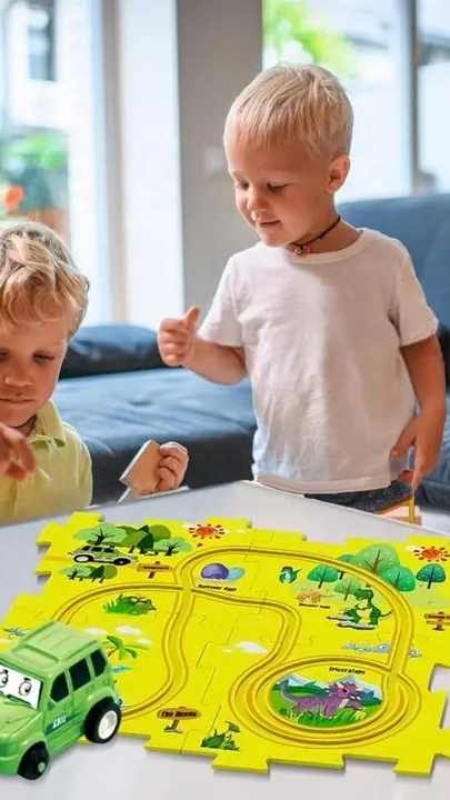 DIY Assembly Jigsaw Sliding Track Toy - Mini Rail Cars