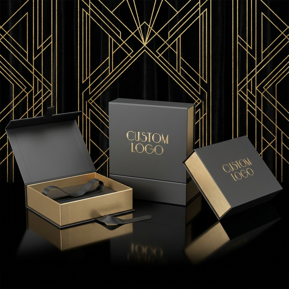 Custom Brand Magnetic Closure Jewelry Box Flip Top Jewelry Packaging ...