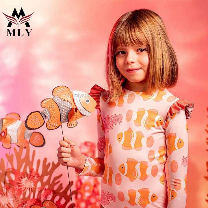 MLY Custom 2025 Kids One-Piece Pink Swimwear Lovely Floral Print Bikini ...