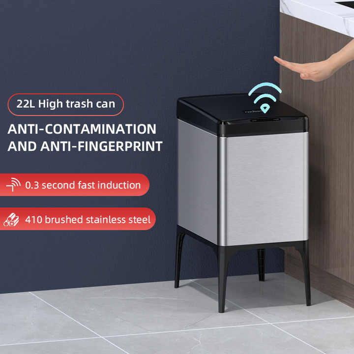 Large Capacity Smart Touchless Trash Can Motion Activated Lid OLED ...