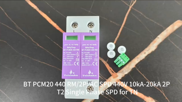 Telebahn AC SPD 440V T2 2P Surge Protector 10kA-20kA Whole House Surge ...