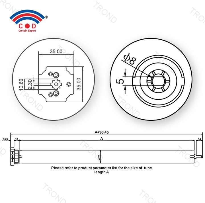 AOK AM25-1.2/30-D Smart Home Electric Blinds Tubular Motor