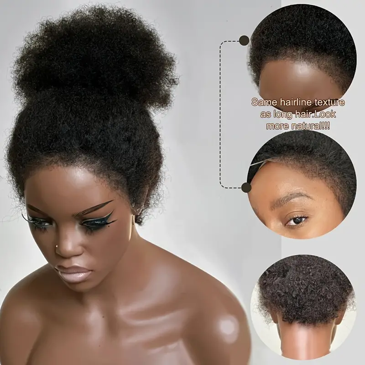 360 Full HD Lace Afro Kinky Curly Human Hair Wig for Black Women