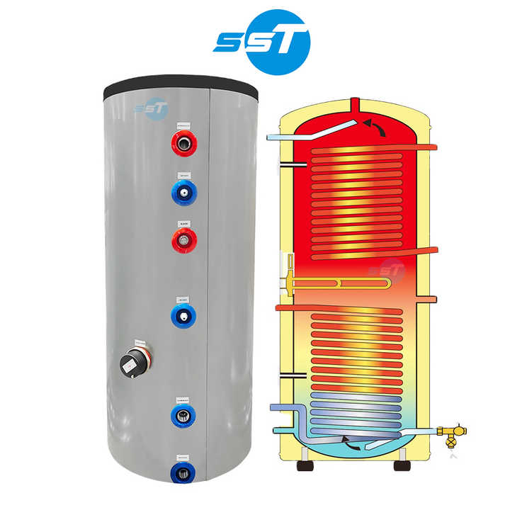 200L 1000L Stainless Heat Pump Air to Water Heater Buffer Tank Two ...