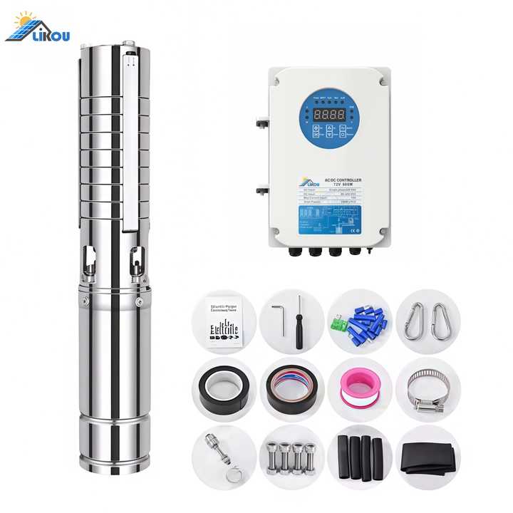 192V 1500W Solar Water Pump 2hp 6m³ 130m AC/DC High Pressure Stainless Steel Irrigation Pump for ...
