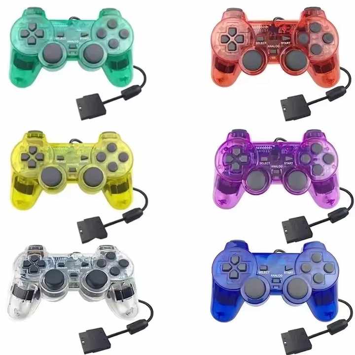 Transparent Wired Gamepad for PS2 Joystick Vibration Motor Gaming ...