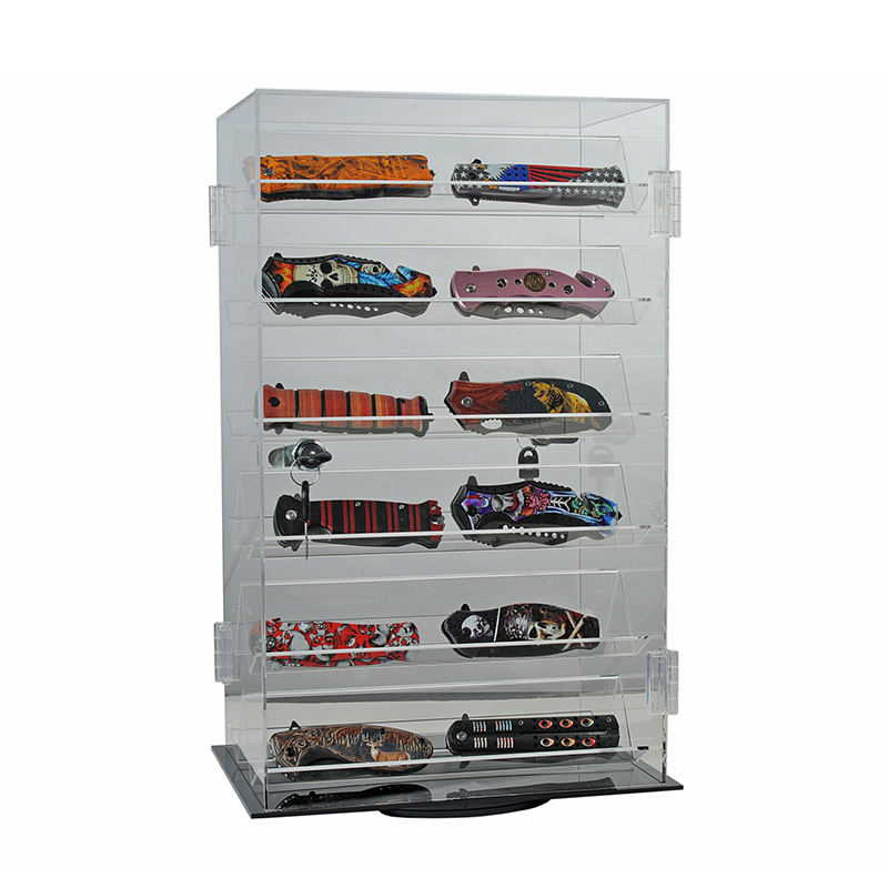 Rotating Acrylic Knife Display Case with Lock Transparent Multi-Tier ...