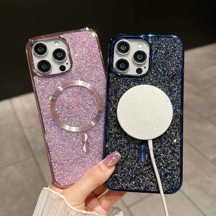 Luxury Woman Bling Glitter Diamond Magnetic Mobile Phone Case for ...