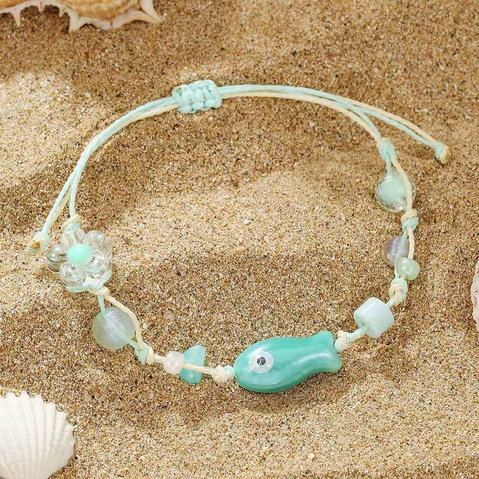 New Cartoon Ceramic Fish Eye Gravel Rice Bead Woven Bracelet Joker Eye ...