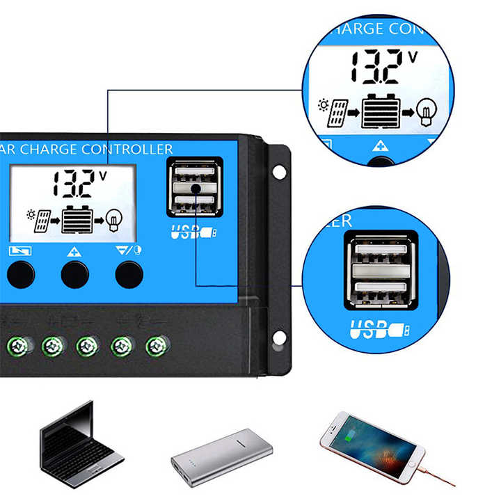 Intelligent Solar Panel Charge Controllers - 12V, 24V