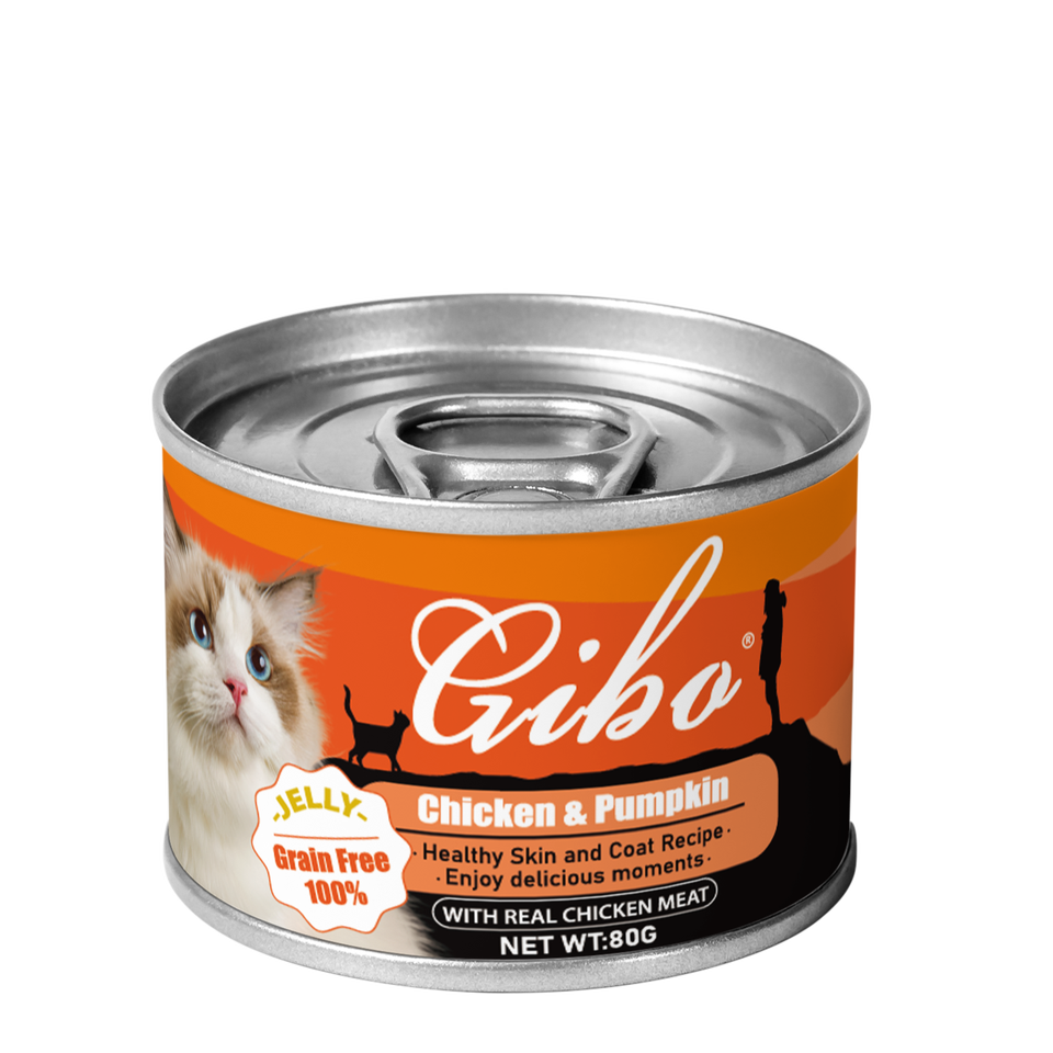 GIBO Brand Cat Canned Food Jelly 80g Chicken+Pumpkin Flavor High ...