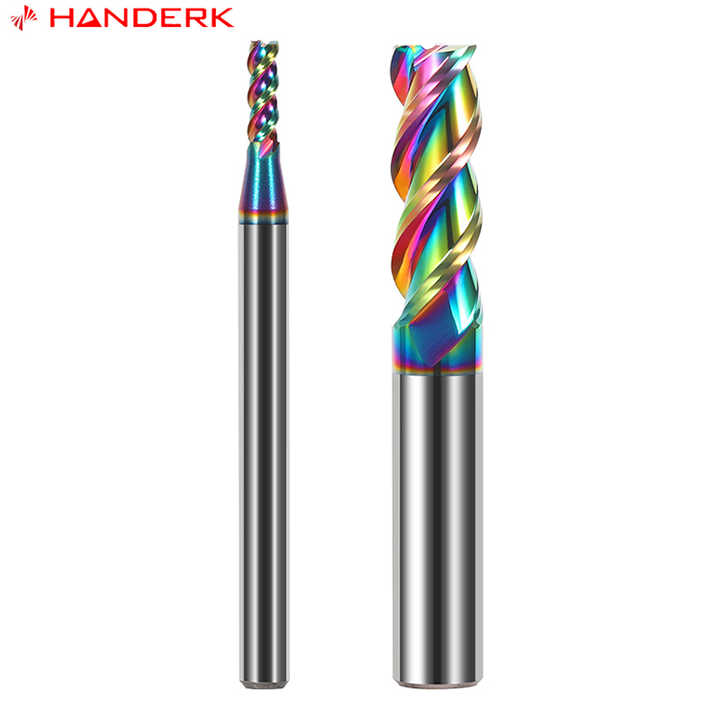 HANDERK Solid Carbide Square End Mill Inch & Metric Sizes HRC55 Milling Cutter with DLC Coating ...
