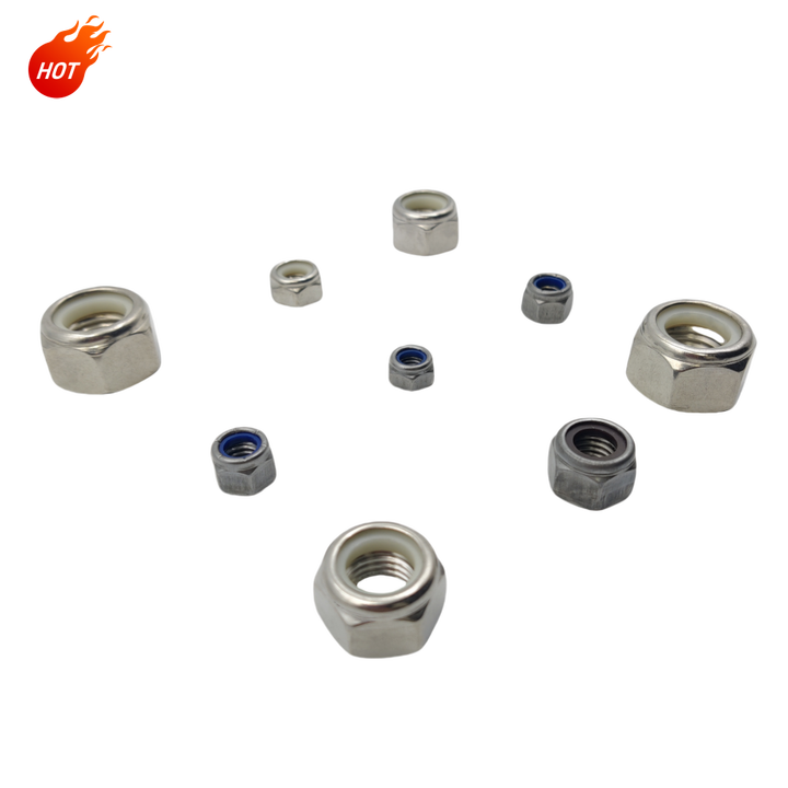 DIN985 Stainless Steel Hex Nut Nylon Lock Insert Construction Machinery Blue Bolts Nuts Steel ...
