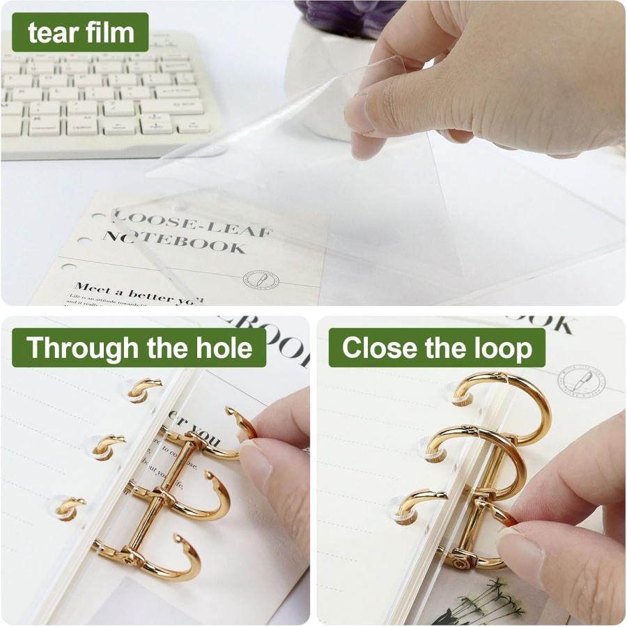 A6 Clear Acrylic Binder Gold Round 6ring Budget Planner Cover ...