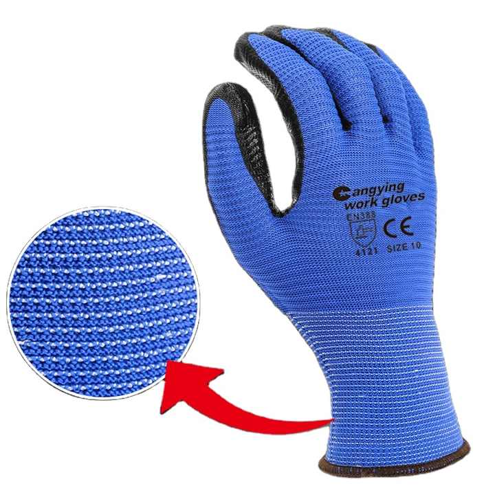 CHUANGYIN Nitrile Work Gloves Coated Work Cheap Crinkle Firm Grip Gardening Construction Work ...