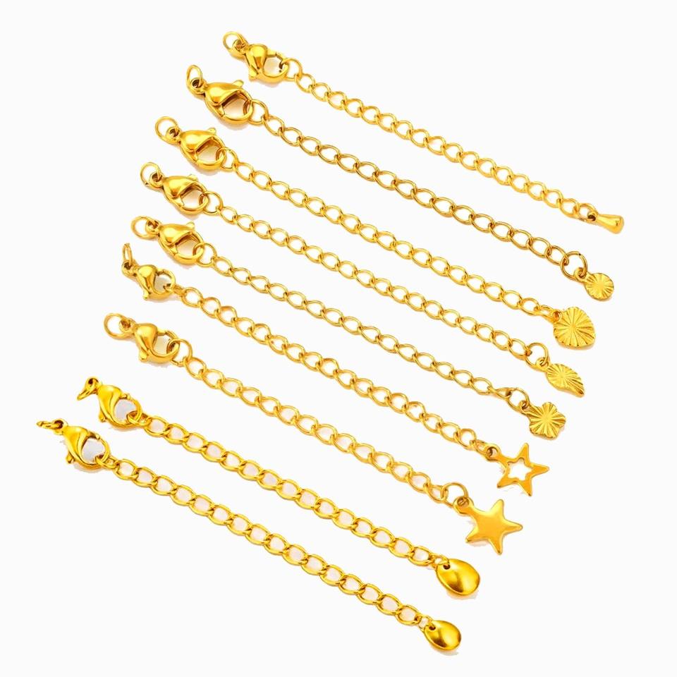 50mm Stainless Steel Extender End Chains with Lobster Claw Clasps Gold ...