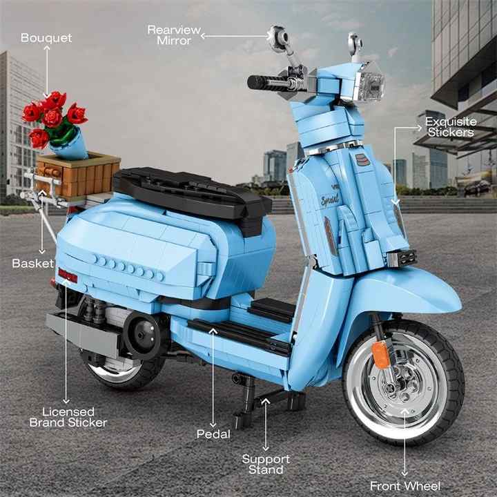 Reobrix 11037 2025 New Moc City Creative Roman Holiday Motorcycle Model ...