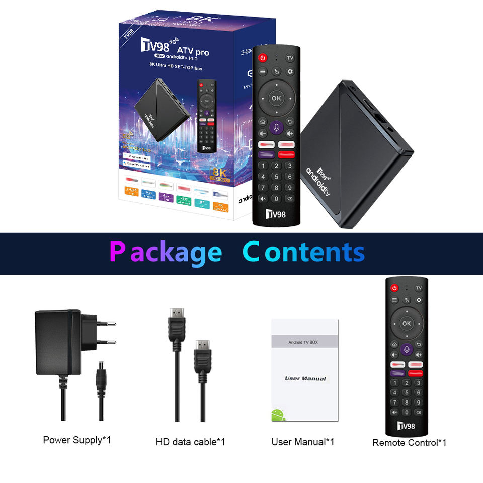 TV98 ATV Pro - Smart IPTV Media Player with Android 14