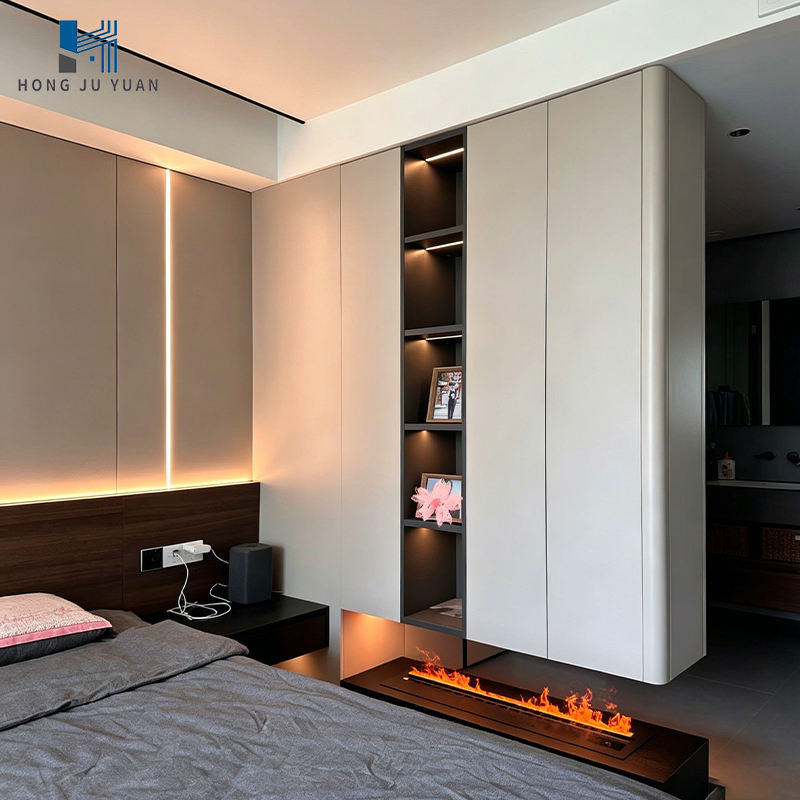 Custom Modern Built in Wardrobe Closet with LED Display Shelves ...