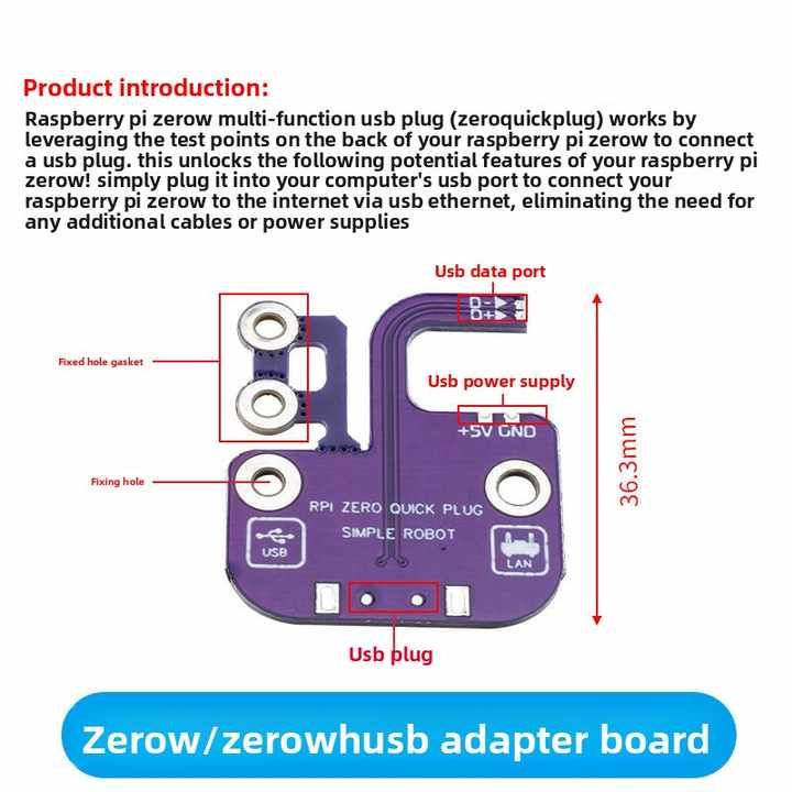 Zero WH USB Adapter Board for Raspberry Pi Multi-Function USB Plug Expansion Module Development ...