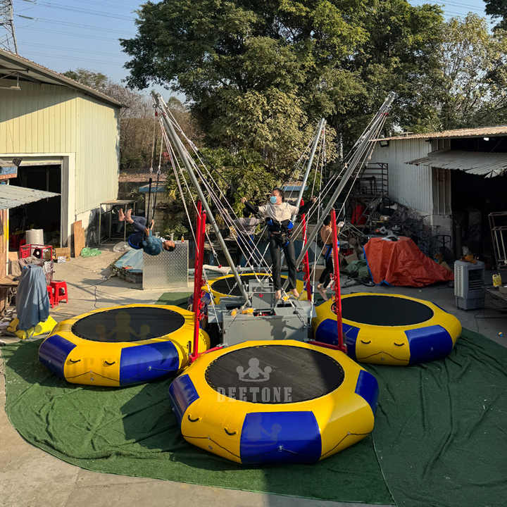 Amusement Park 4 Person Jump Inflatable Bungee Jumping Trampoline ...