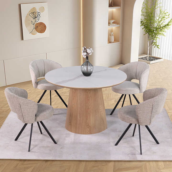Modern Round MDF Dining Table for Home Kitchen Living Room Outdoor ...