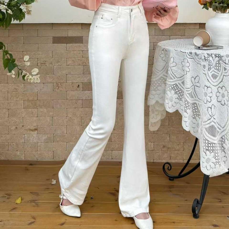 High-Waisted Women's White Skinny Jeans Boyfriend Design Breathable ...