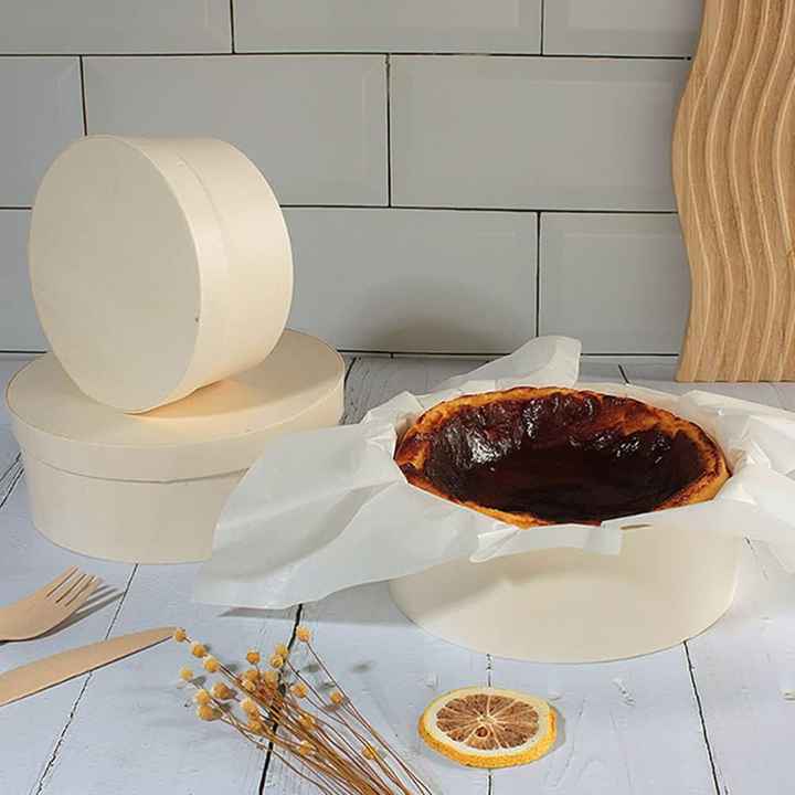 Round Birch Wooden Gift Box Lid for Cheesecake Cookies Cupcakes for ...