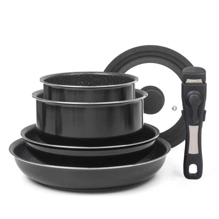 Aluminum Die-casting Detachable Handle Pot Set Nonstick Pan Cookware ...