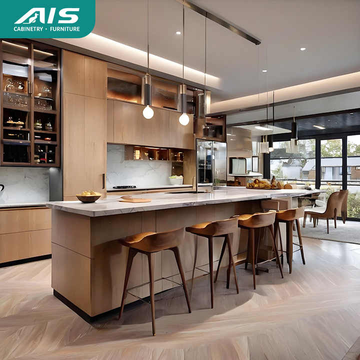 AIS 2025 China Modular Wooden Designs Smart Brown Kitchen Cabinet ...