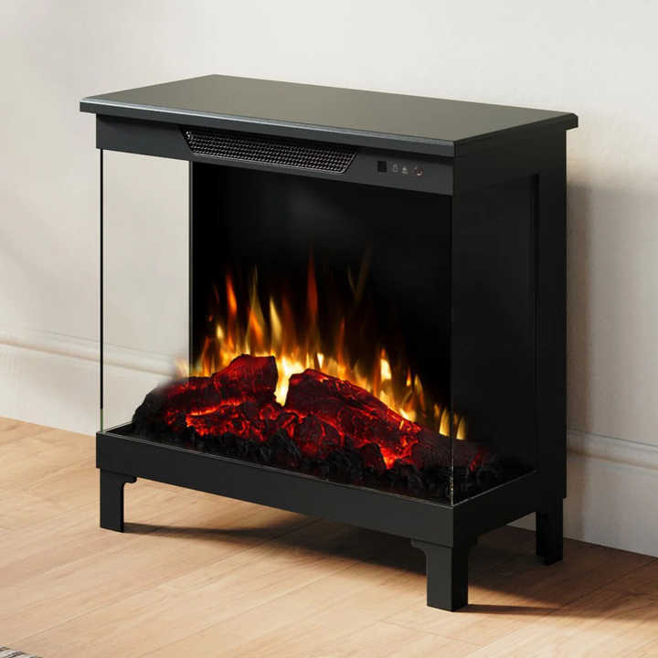 Free-standing Electric Fireplace - LED Flame & Glass