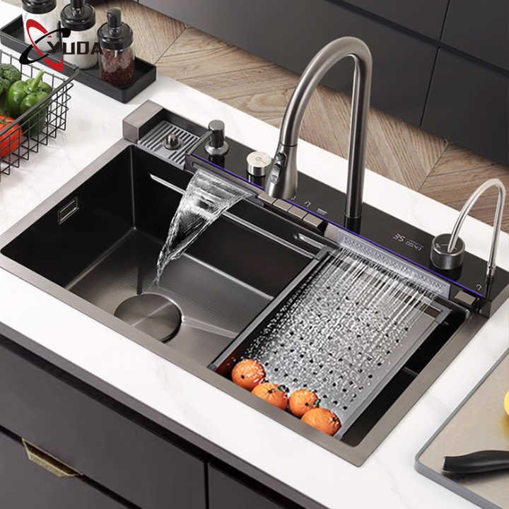 Smart Digital Display Double Kitchen Sink - 304 Stainless Steel