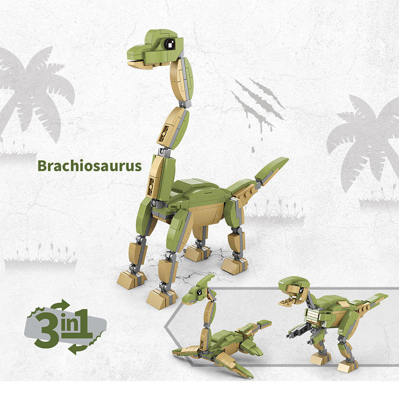 ELI TOYS 4 in 1 Deformation Dinosaur Building Blocks Tyrannosaurus Rex ...