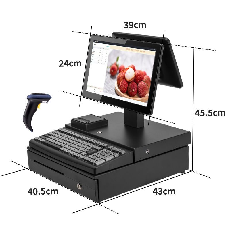 Kiosks 15.6+11.6-Inch Dual Screen Cash Register Equipment