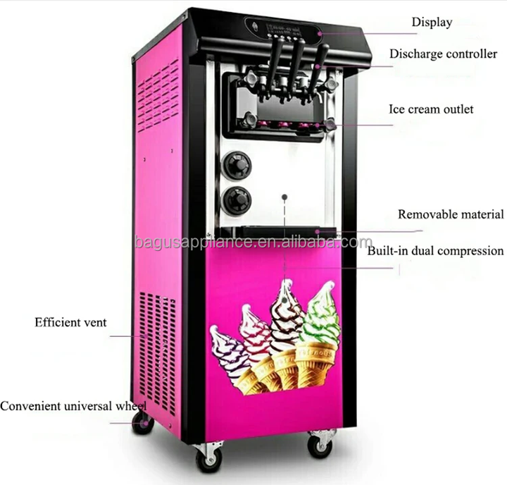 Best sale Commercial big ice cream maker pink ice cream machine ...