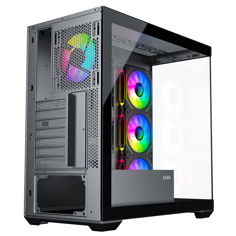 ARGB Fans Tempered Glass Mid Tower ATX CPU Desktop Case