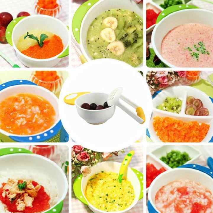 Baby Feeding Fruits Veggies Masher Mash Serve Bowl With Food Masher ...